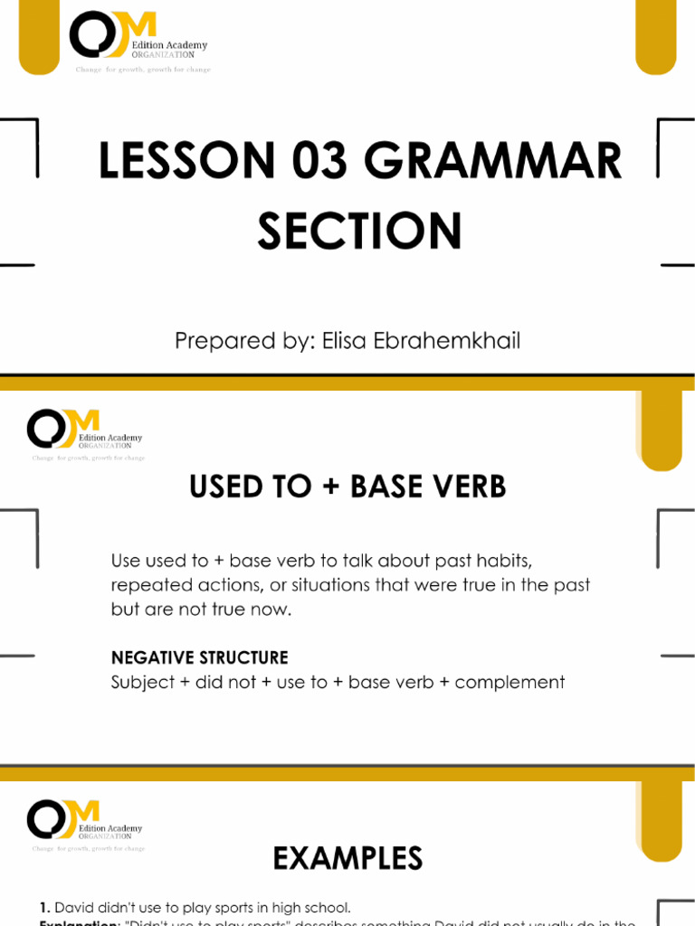 Lesson 03 Grammar Section | PDF