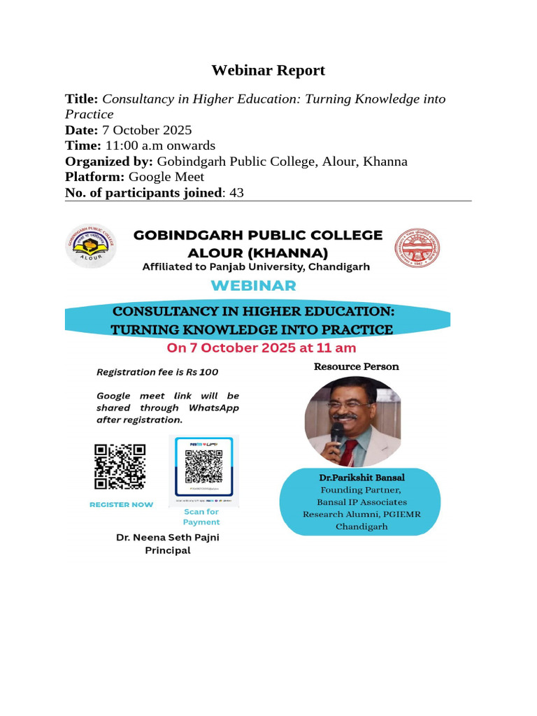 Webinar Report | PDF | Social Psychology | Cognition