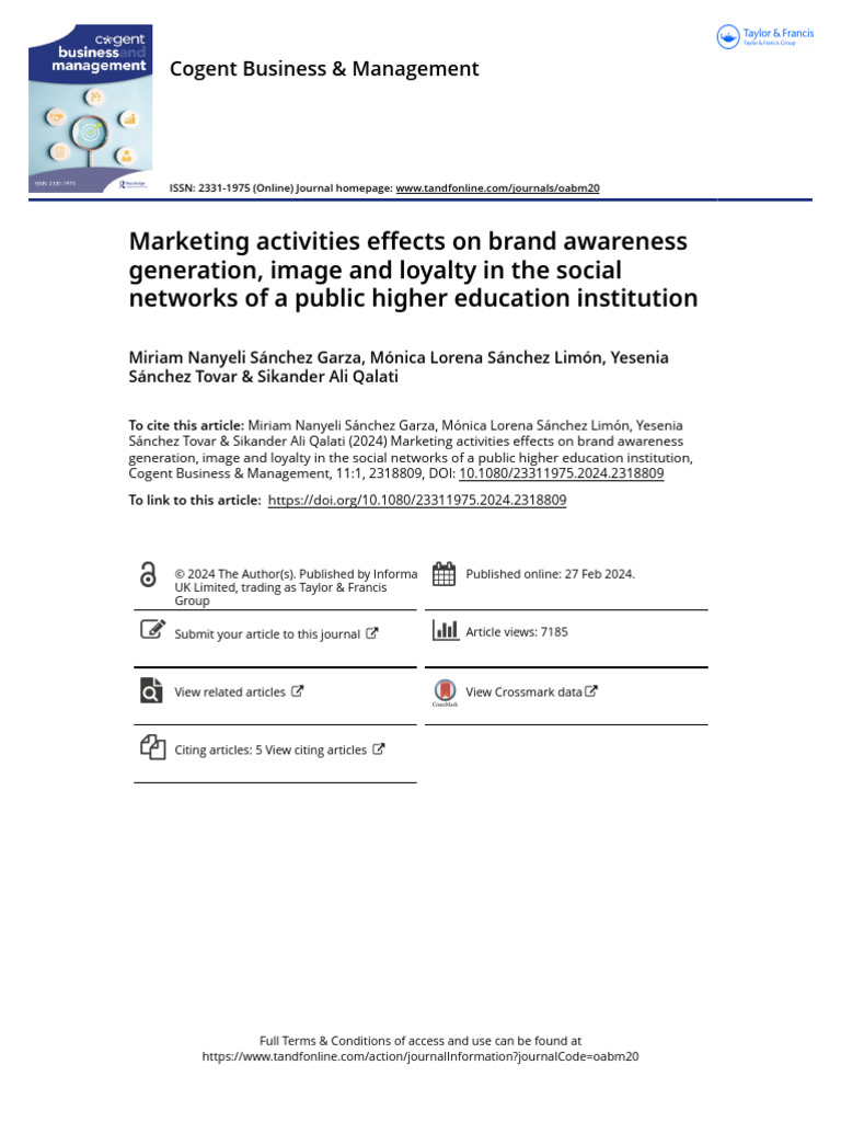 Marketing Activities Effects On Brand Awareness Generation Image and ...