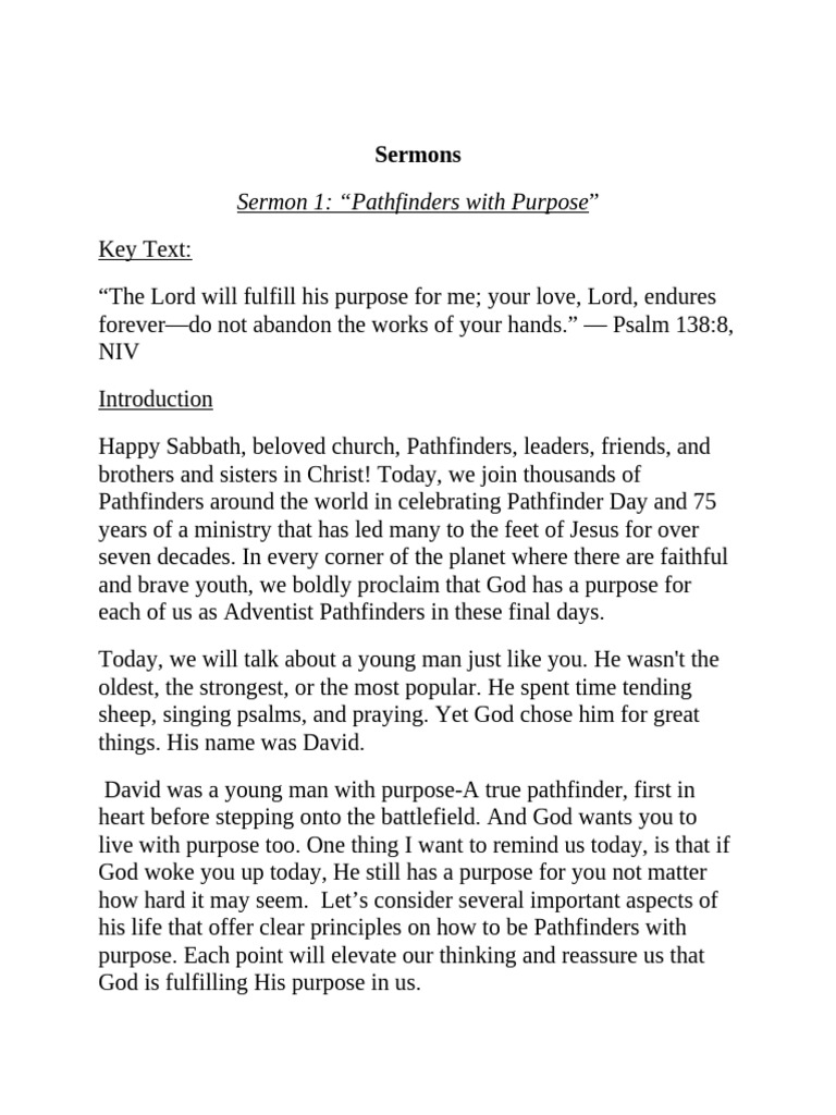 Pathfinder Day 2025 Sermon Insights | PDF | Books Of Samuel | David