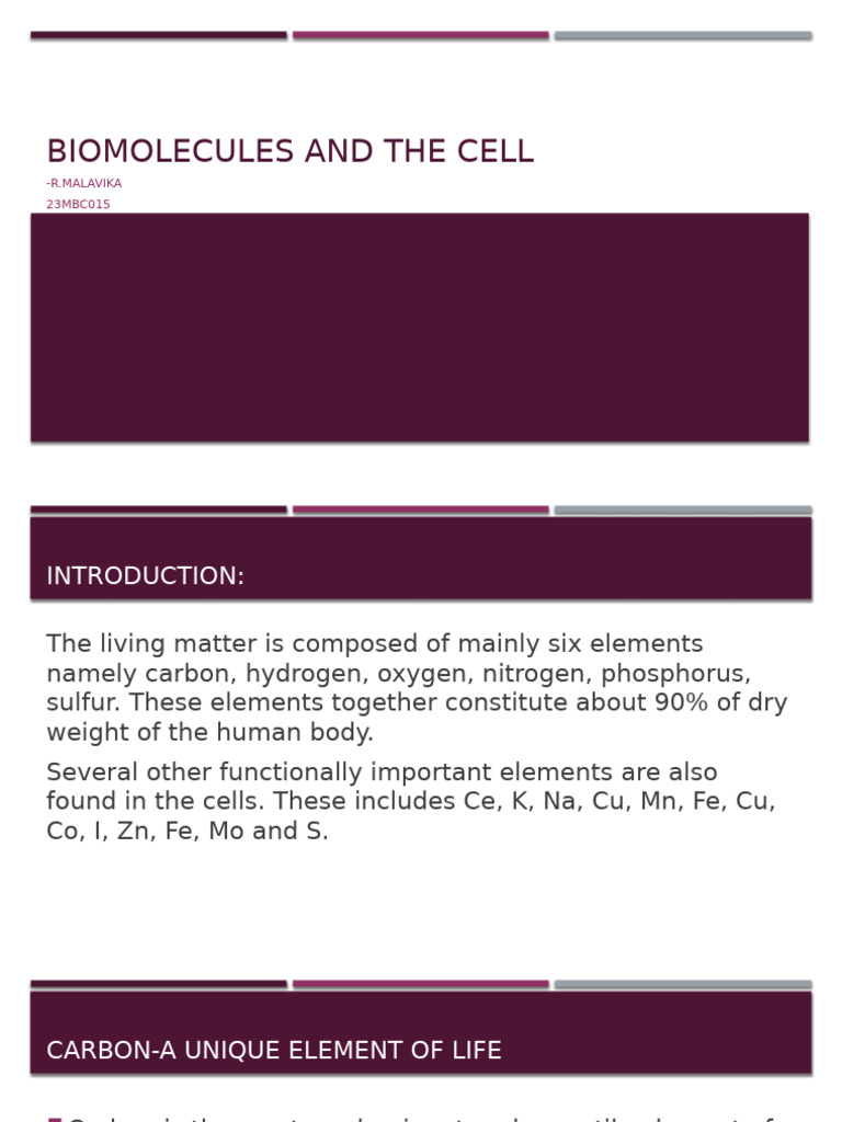 Understanding Biomolecules in Cells | PDF