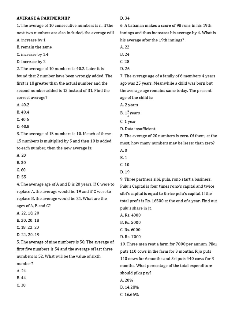 Average and Partnership Problems Explained | PDF | Chess Openings | Chess