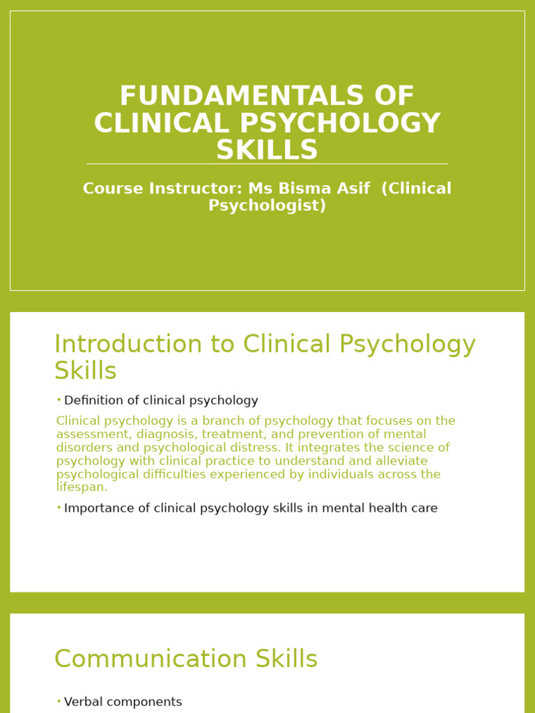 Fundamentals of Clinical Psychology Skills (Autosaved) | PDF