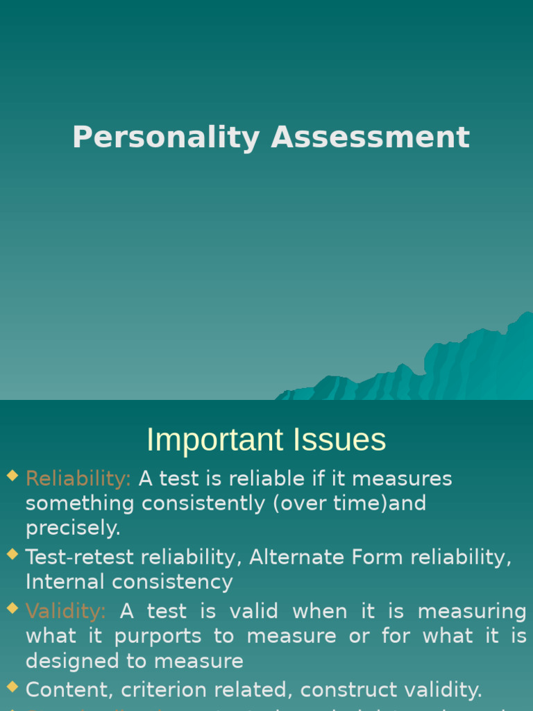 Personality Test Lecture | PDF | Psychology | Cognition