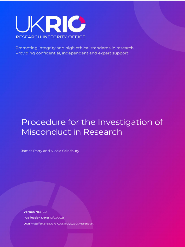 Research Misconduct Investigation Procedure | PDF | Thesis | Academic ...