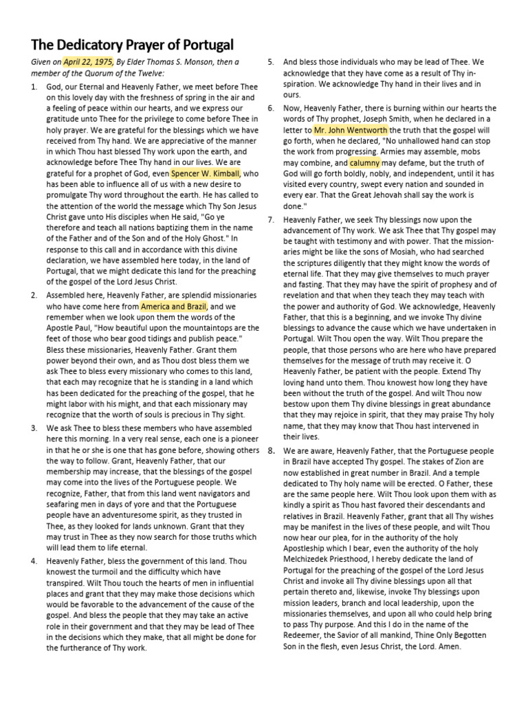 Dedicatory Prayer for Portugal | PDF | Thou | God The Father