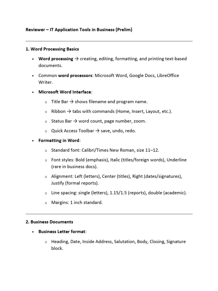 Reviewer IT Business Tool | PDF | Microsoft Word | Microsoft Excel