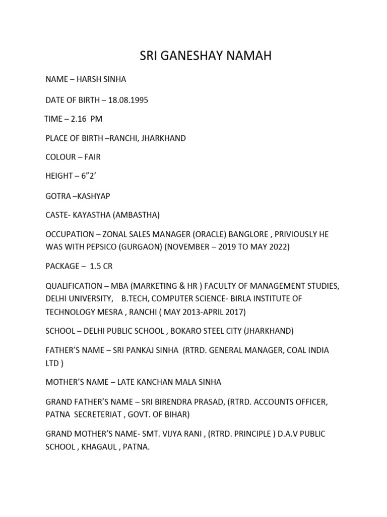 Bio Data (2) - 1 | PDF