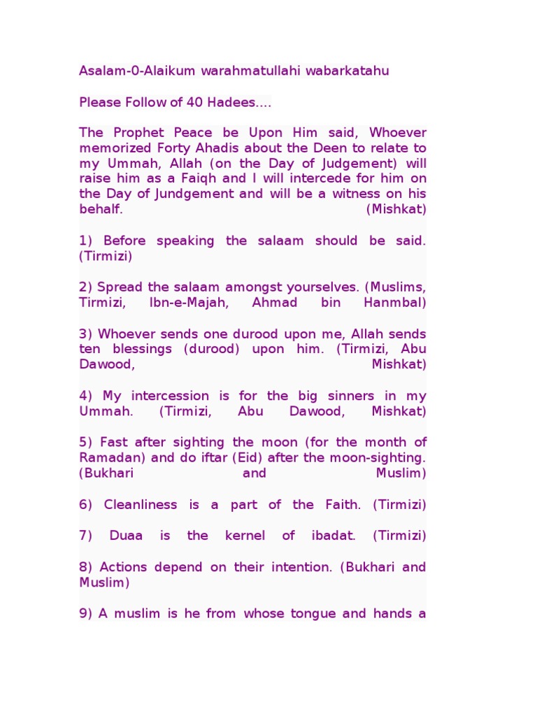 40 Short Hadith with English Translation | PDF | Abrahamic Religions ...