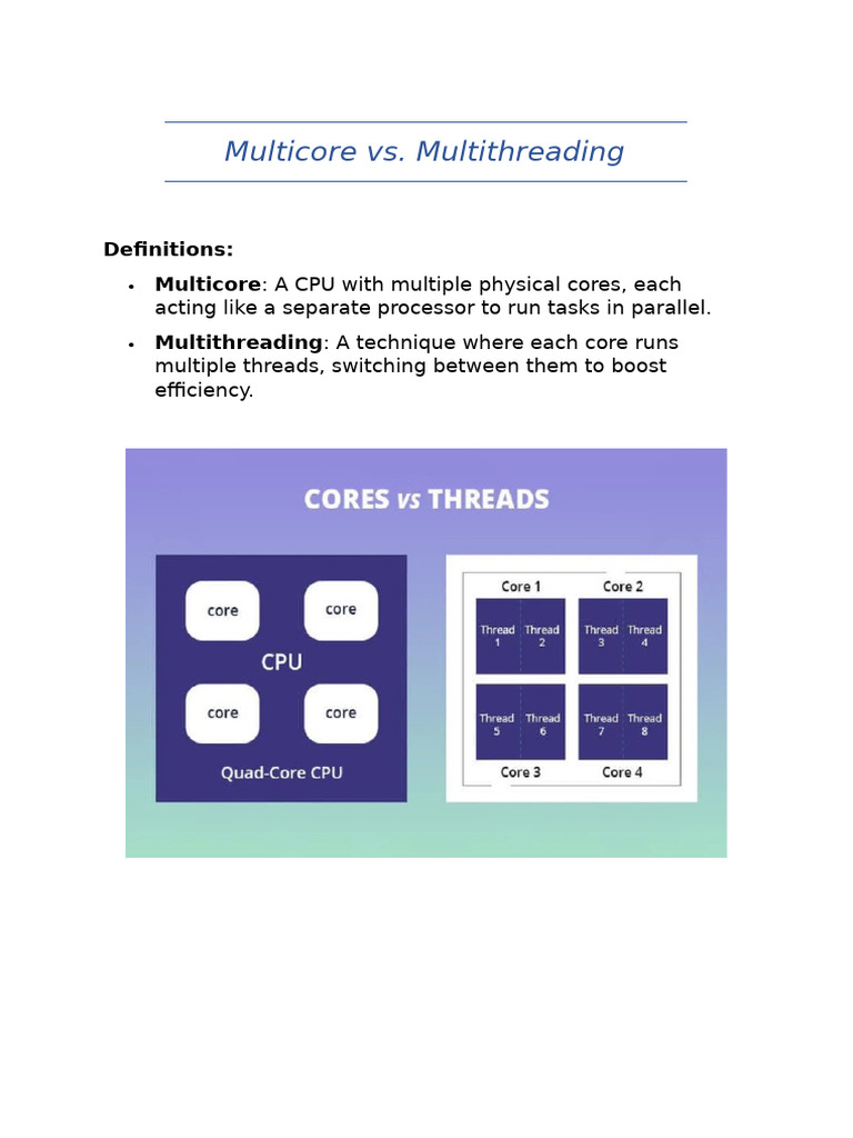 Multicore Vs Multithreading | PDF
