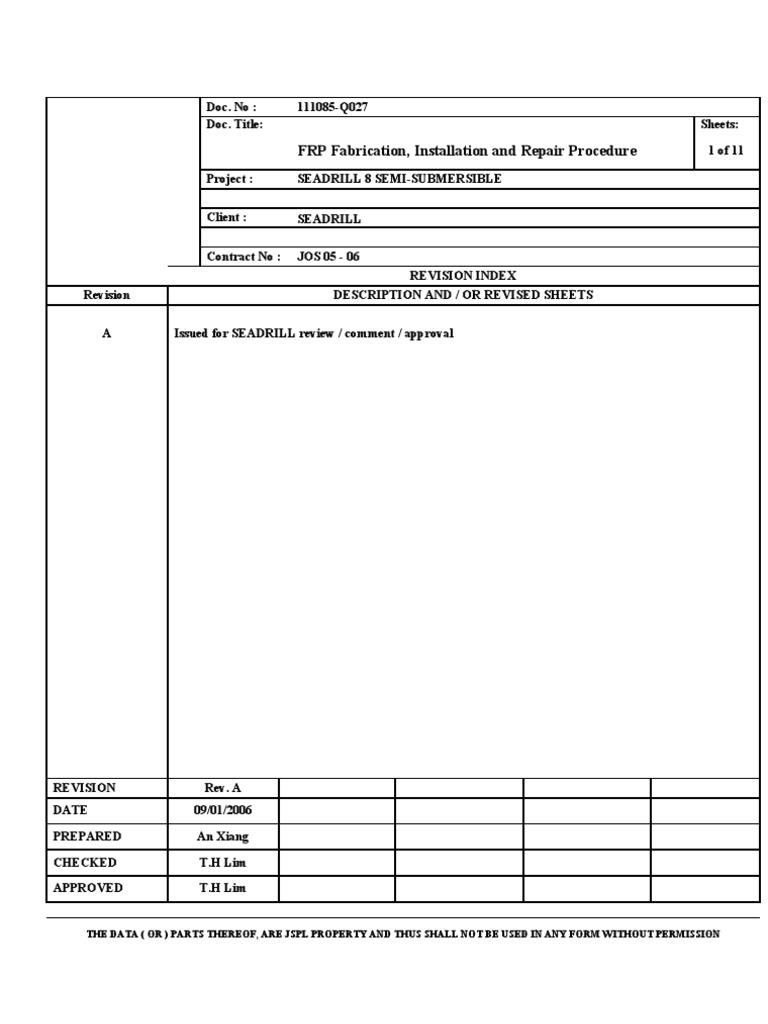 FRP Fabrication, Installation and Repair Procedure | PDF | Pipe (Fluid ...