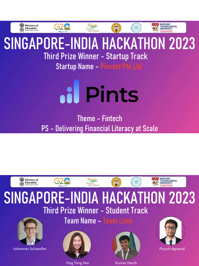Singapore India Hackathon2023 Winner Results | PDF