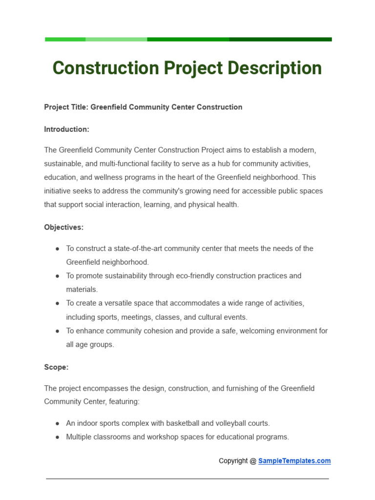 Construction Project Description | PDF | Green Building | Natural Environment