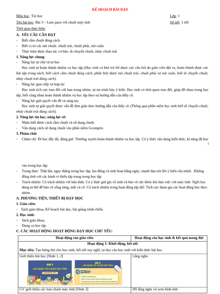 Tin 1 - B03 - Làm Quen V I Chu T Máy Tính | PDF