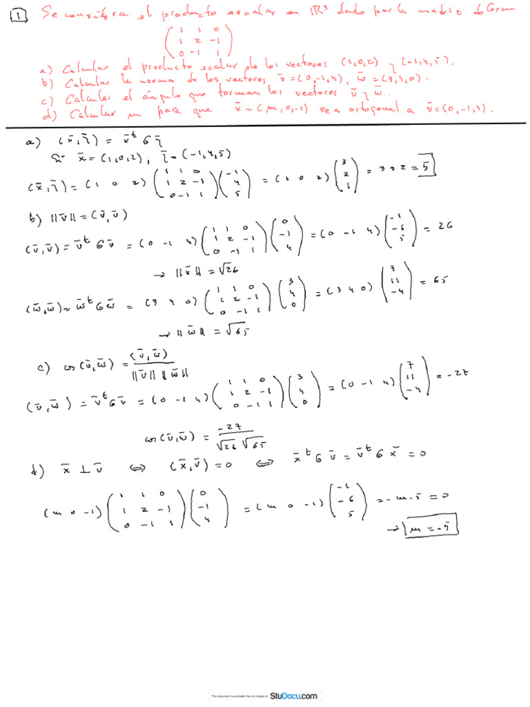 Ejercicios Espacio Euclideo Pdf