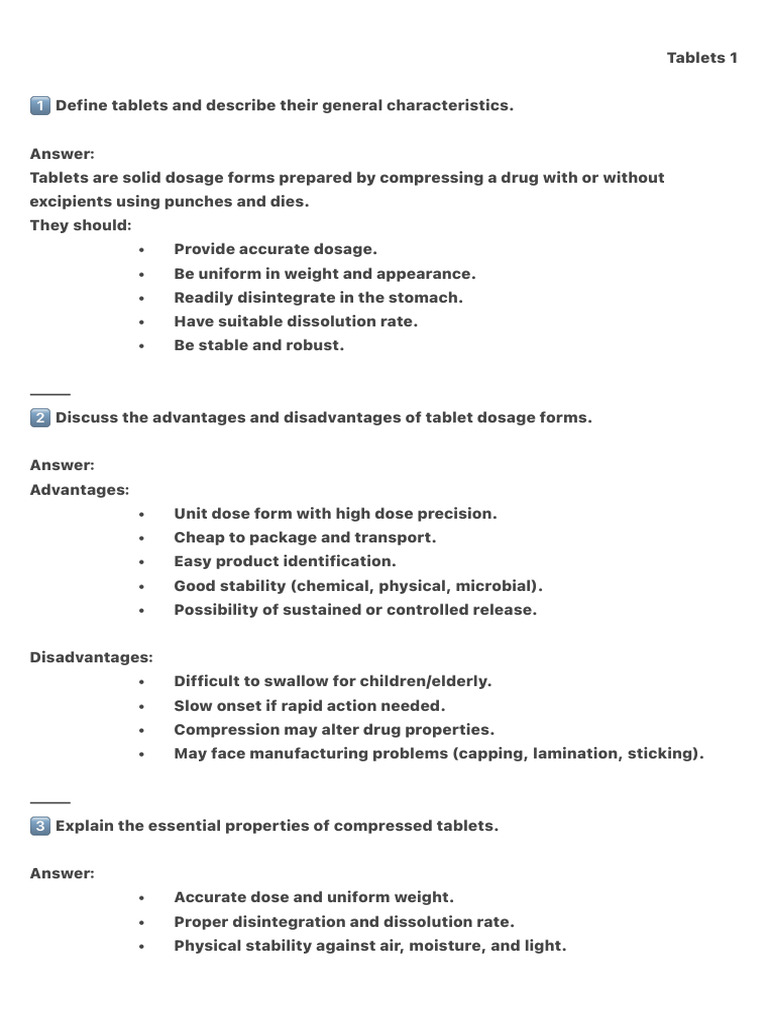 Overview of Tablet Dosage Forms | PDF | Tablet (Pharmacy) | Chemical ...