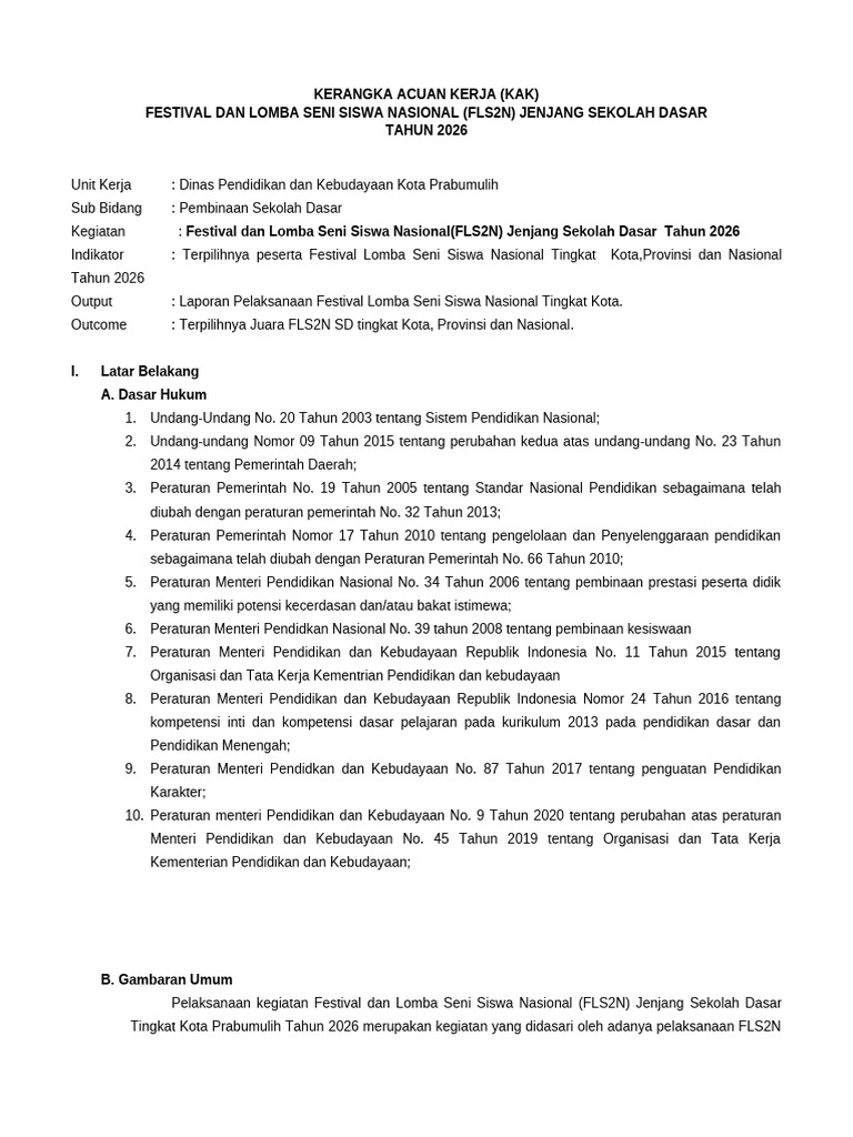 FLS2N SD 2026: Kegiatan dan Jadwal | PDF