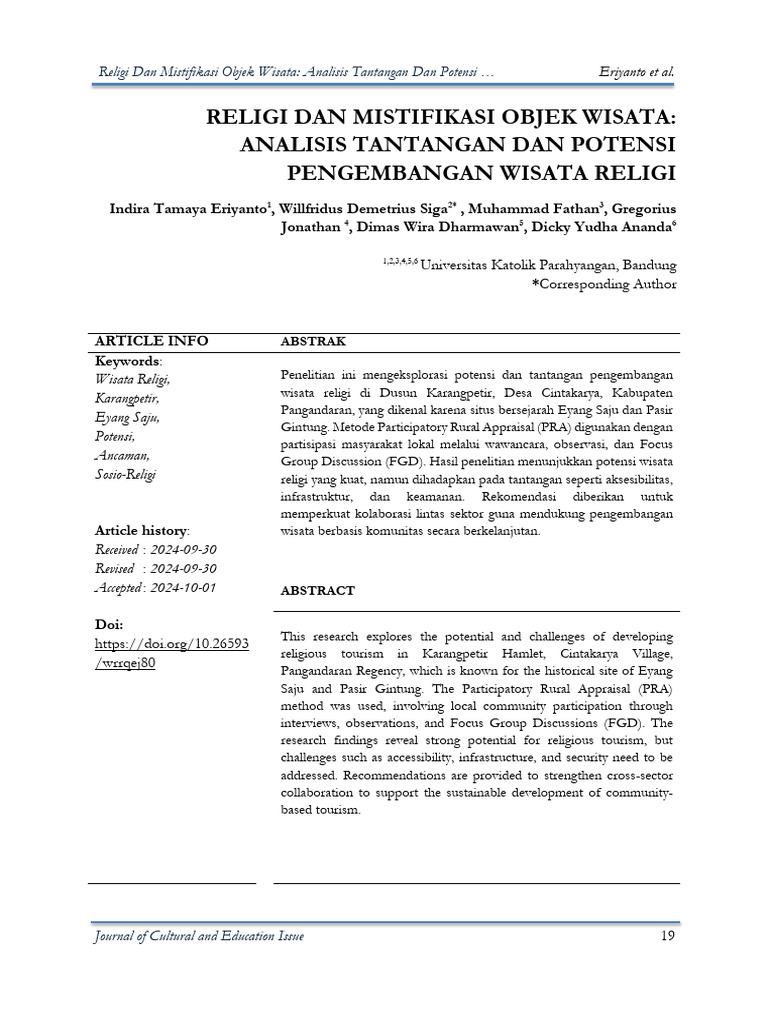 Potensi dan Tantangan Wisata Religi | PDF