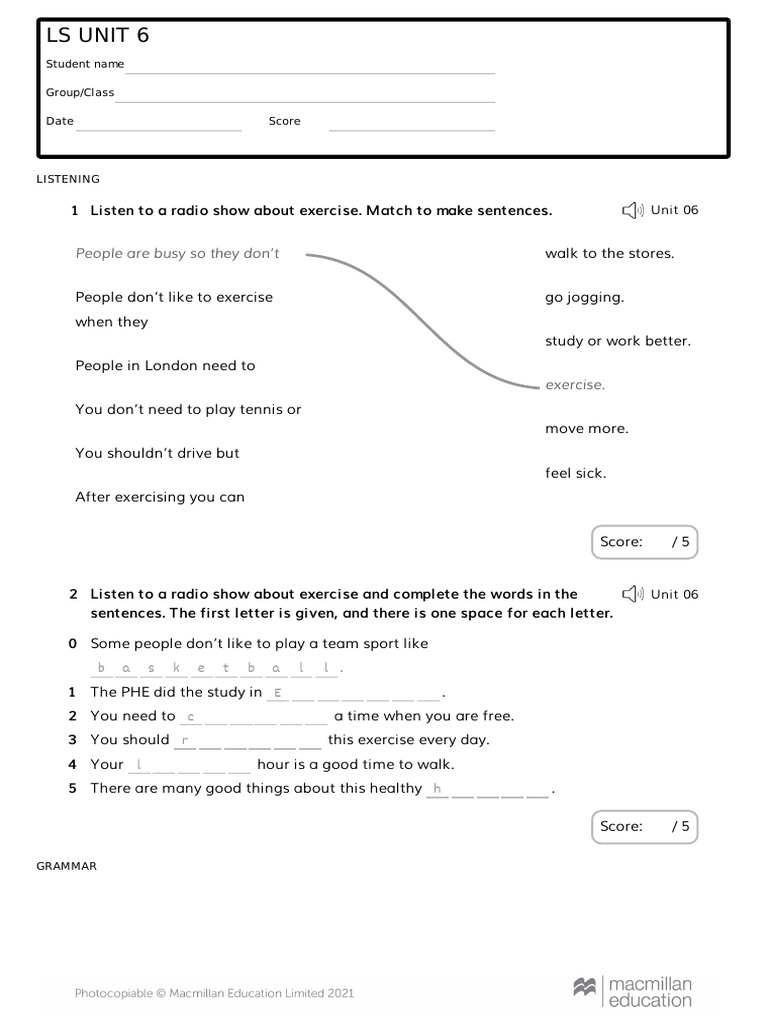Exercise Listening and Grammar Activities | PDF | Linguistics