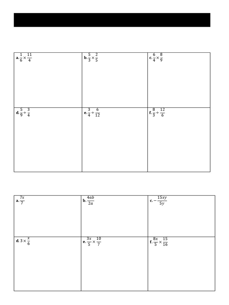 Algebraic Fractions Worksheet Guide | PDF | Mathematical Concepts ...