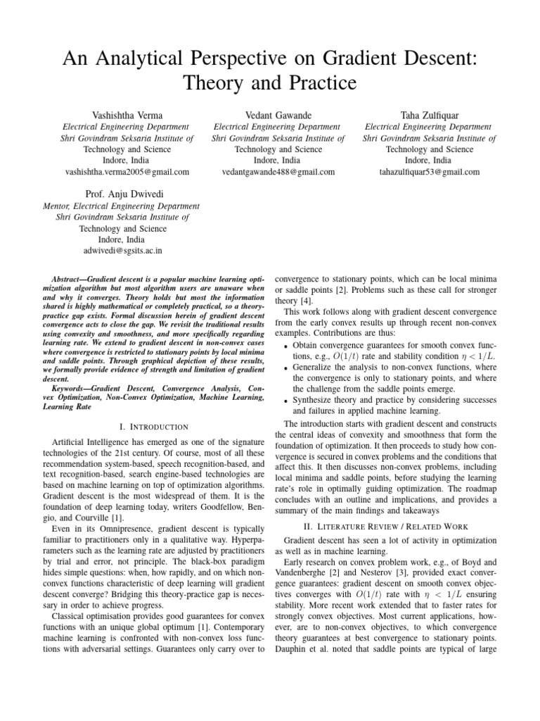 EE-06 - An Analytical Perspective On Gradient Descent Theory and Practice | PDF | Algorithms And ...