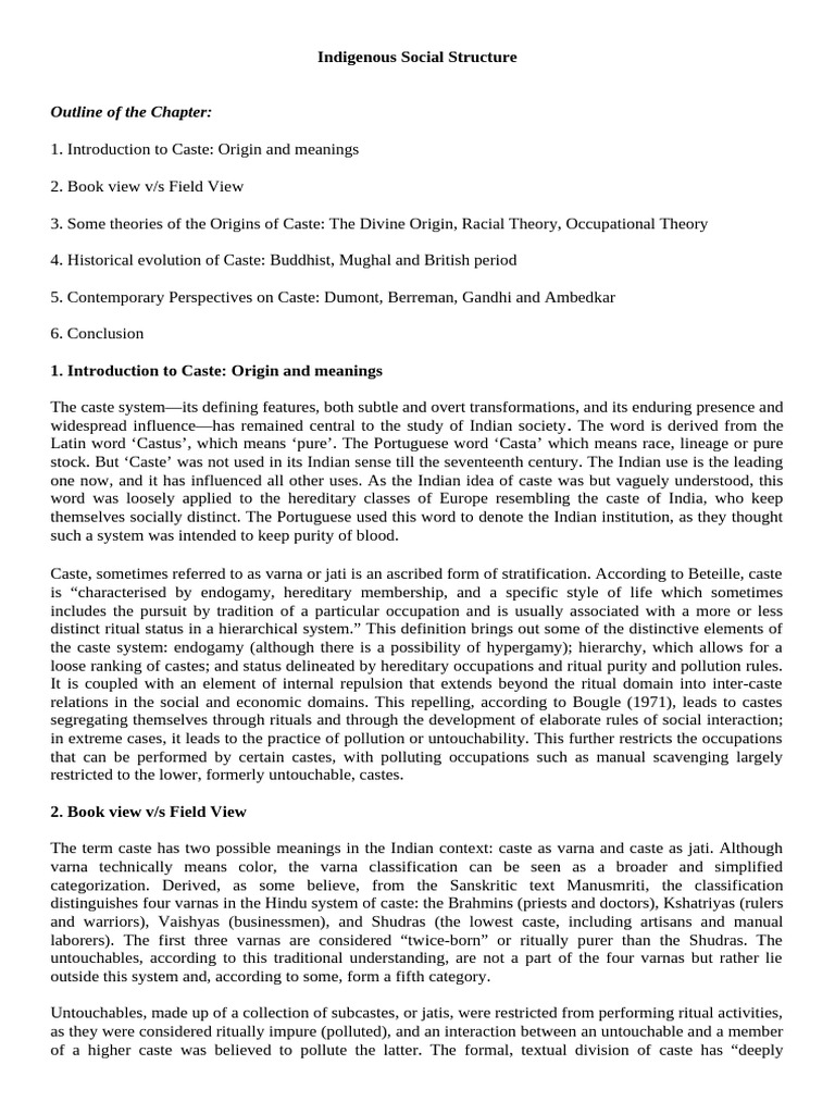 Indigenous Social Structure | PDF | Caste | Dalit