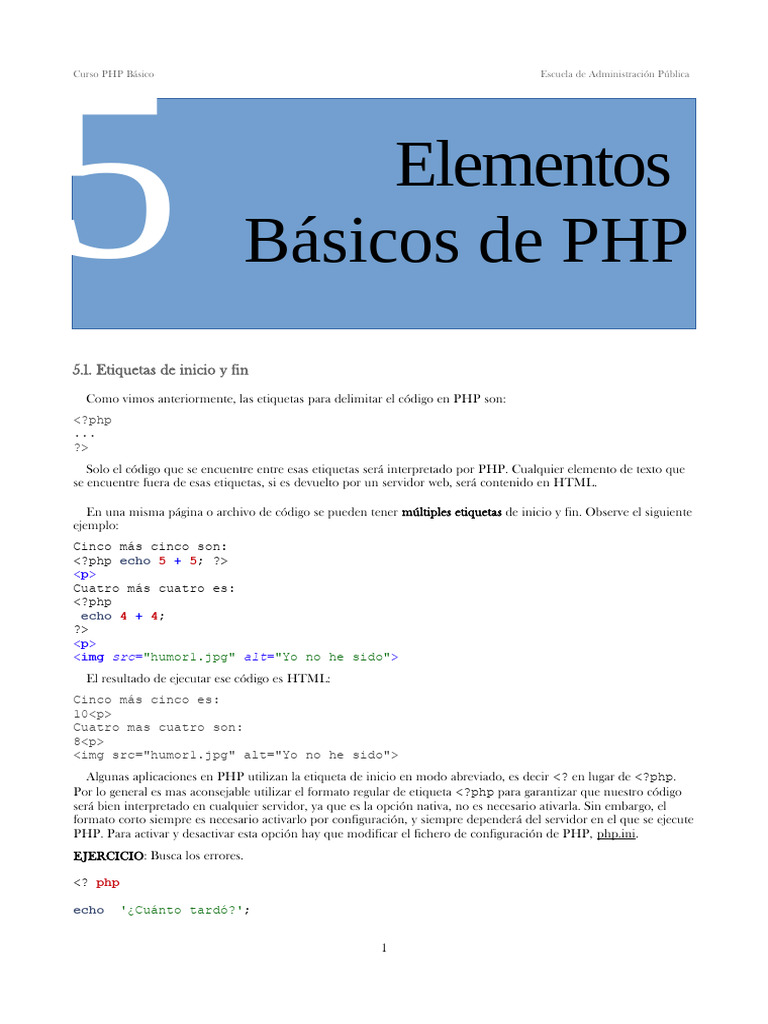S5-Elementos Basicos de PHP | PDF | Php | HTML