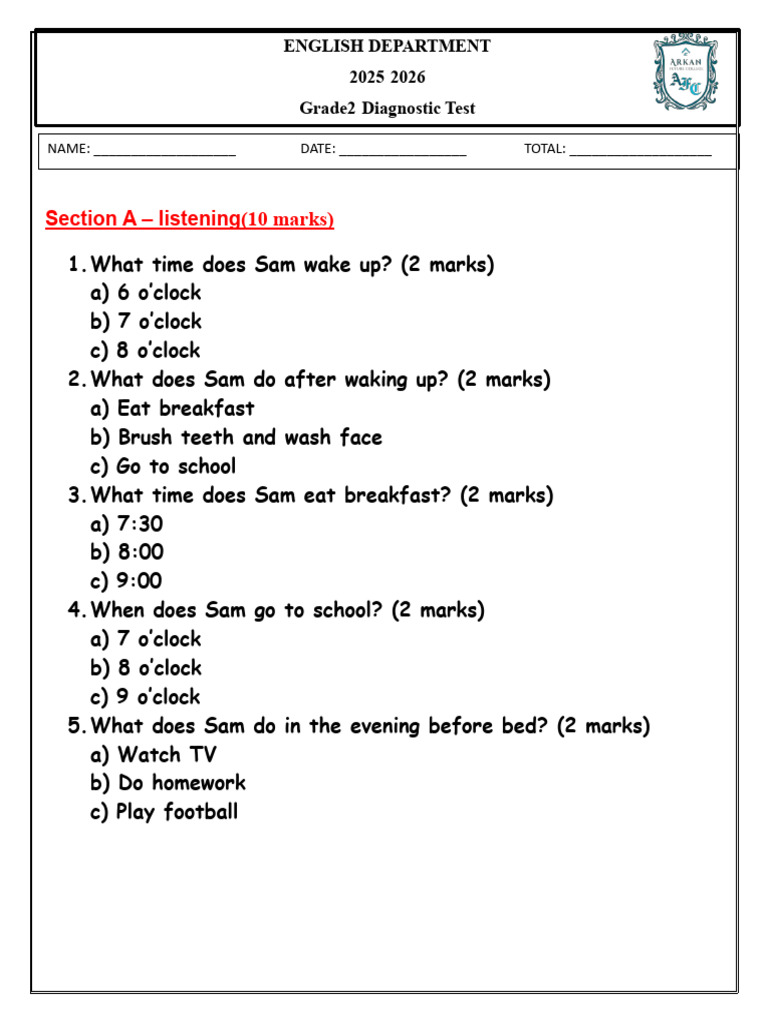 English Exam G.2Template | PDF | Linguistics