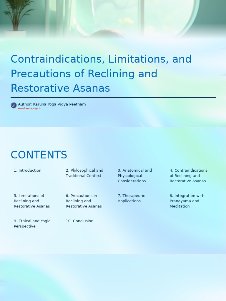Reclining and Restorative Asanas Contraindications, Limitation... | PDF ...