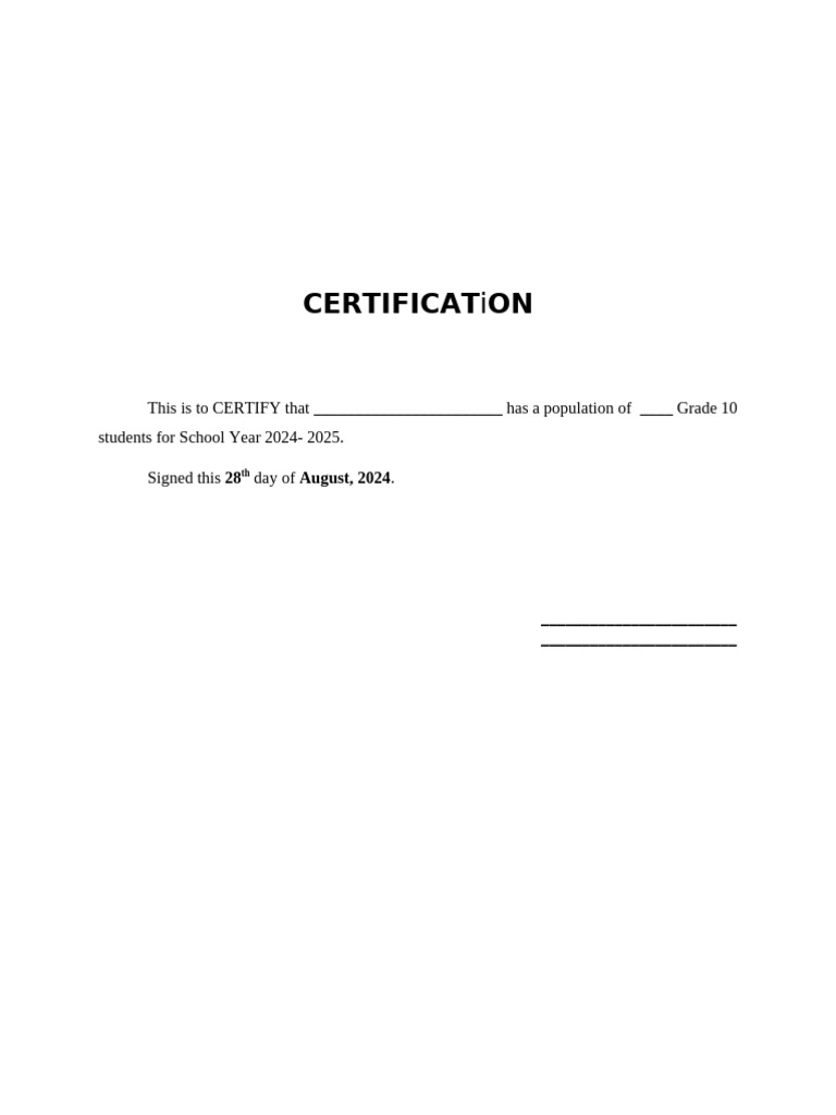 Grade 10 Population Certification 2024-2025 | PDF
