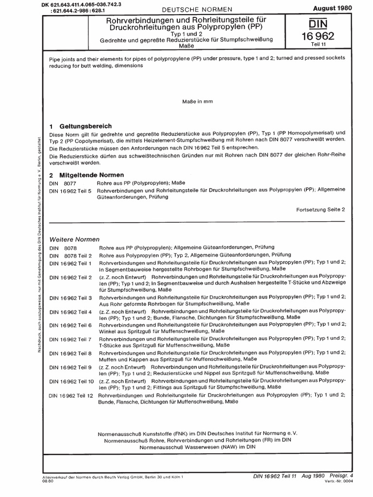 Din 16962-11 1980-08 | PDF