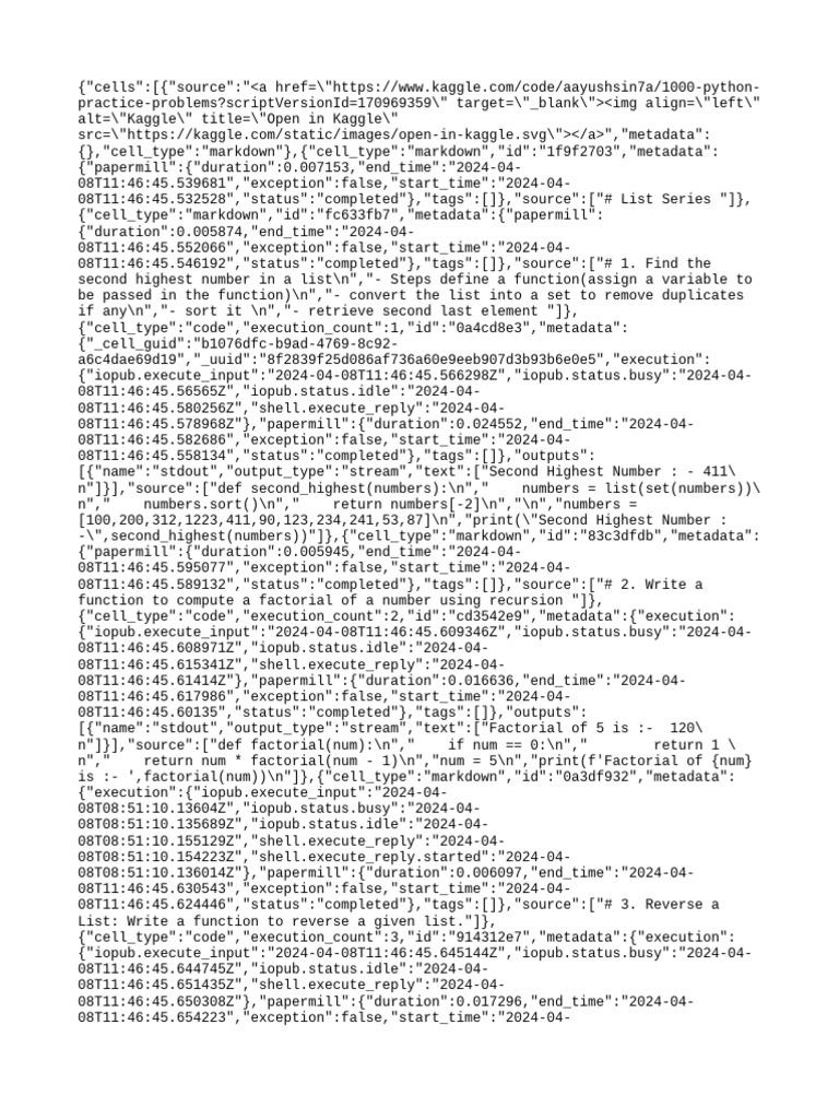 1000 Python Practice Problems - Ipynb | PDF | Programming Paradigms | Computing