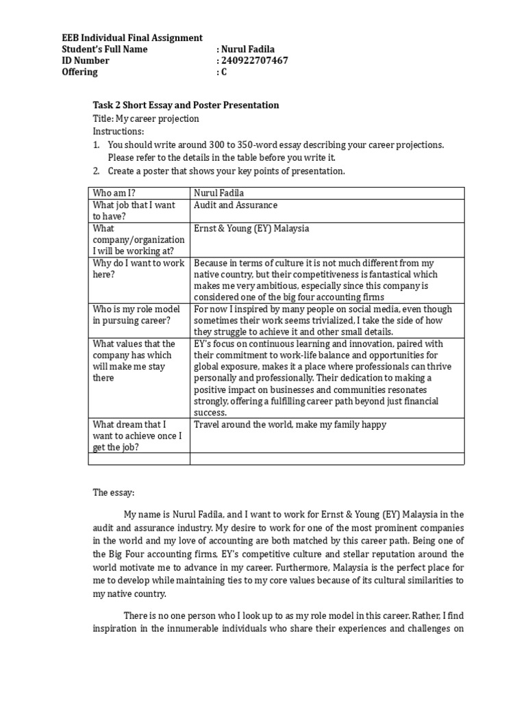 EEB Individual Final Assignment Progress 1 | PDF | Goal | Cognition