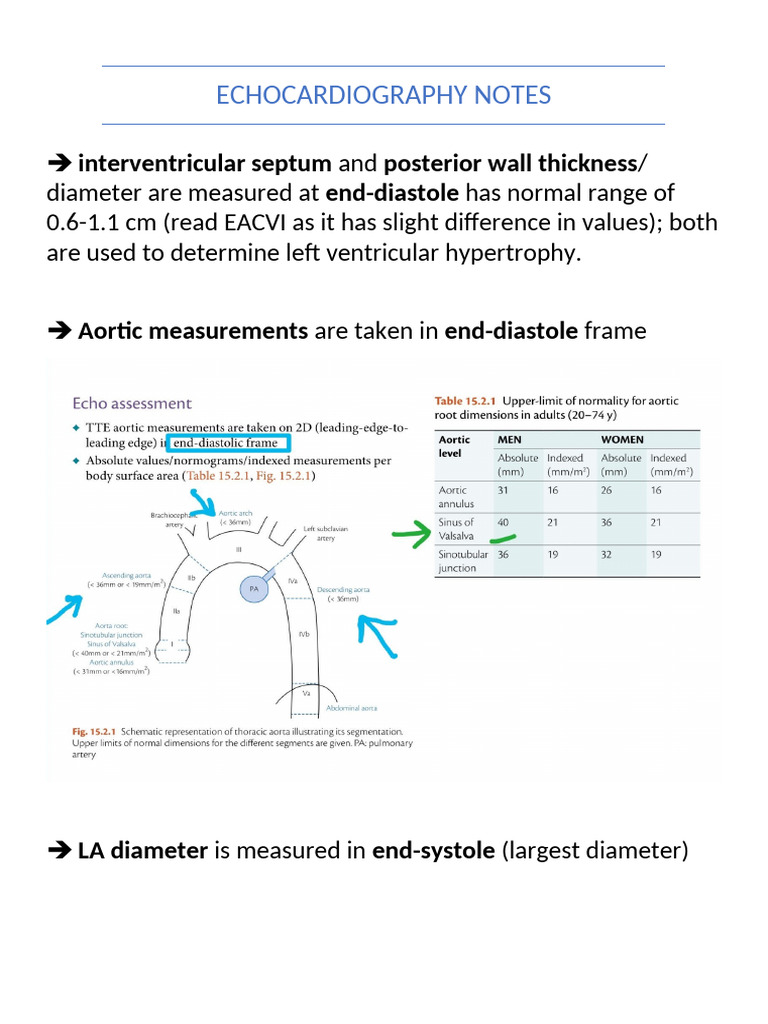 Echocardiography Measurements Guide | PDF