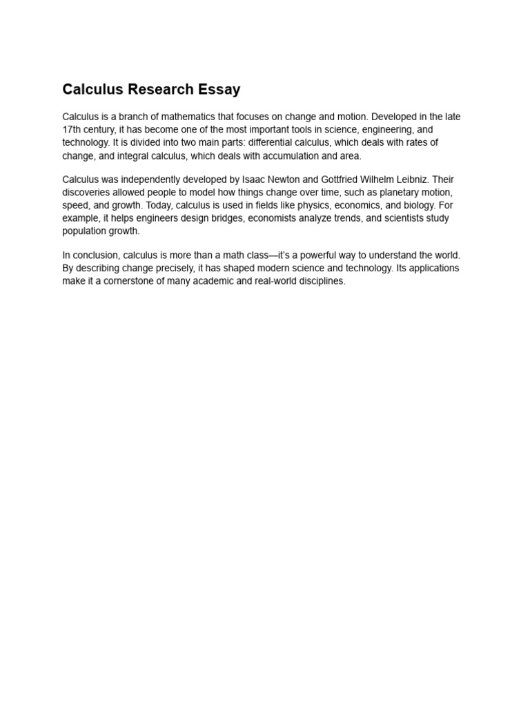 Importance of Calculus in Science | PDF
