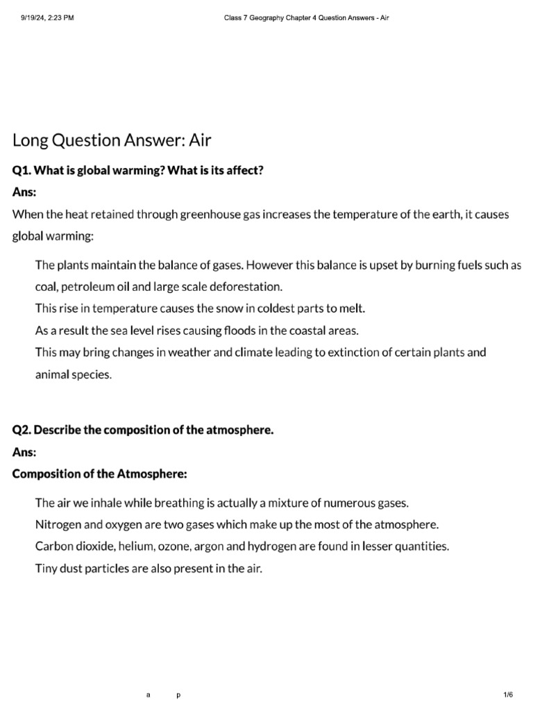 Long Question Answer Air 1 | PDF