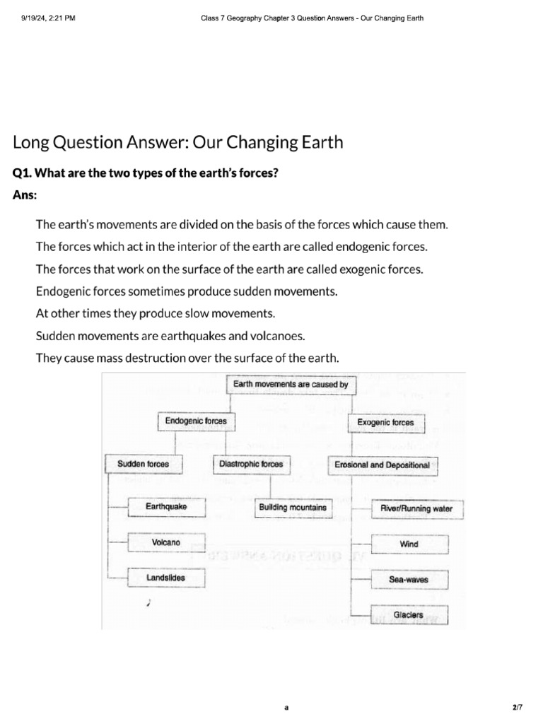 Long Question Answer Our Changing Earth 1 | PDF