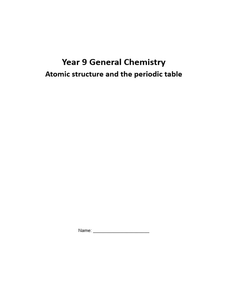 Year 9 Chemistry: Atomic Structure Guide | PDF | Reaction Rate | Ion
