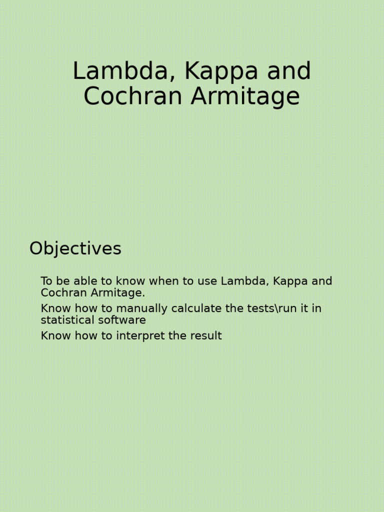 Lambda Kappa and Cochran Armitage Report-1 | PDF | Applied Mathematics ...