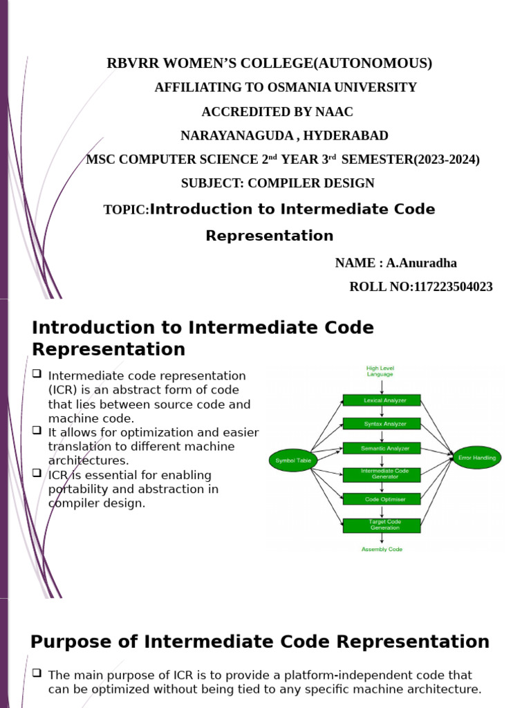 Intermediate Code Representation, Difference Types of 3 Address Code in CD | PDF | Compiler ...
