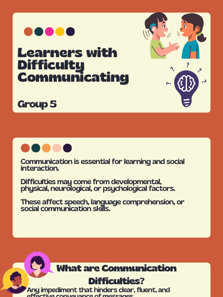 Learners With Difficulty in Communicating | PDF | Speech | Medical ...
