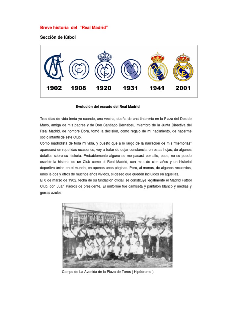 Breve Historia Del Real Madrid | PDF | Real Madrid CF | Asociación de equipos de fútbol
