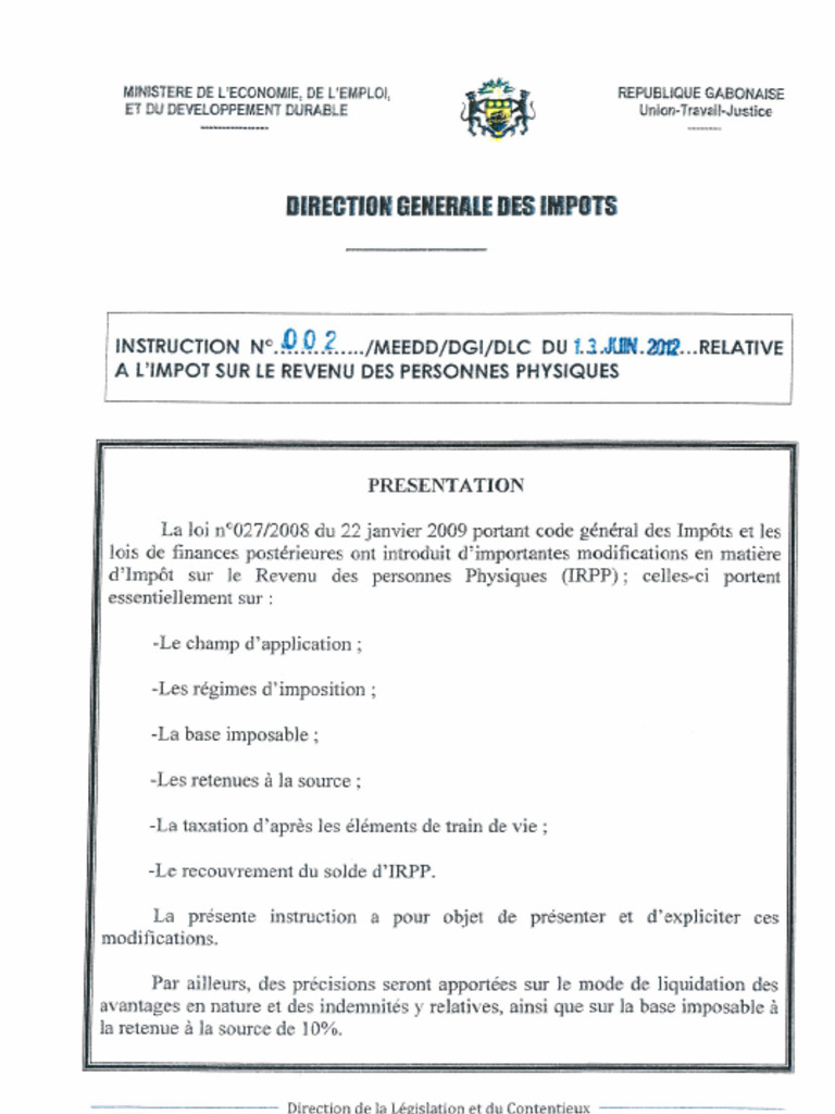 Instruction 2012 IRPP | PDF