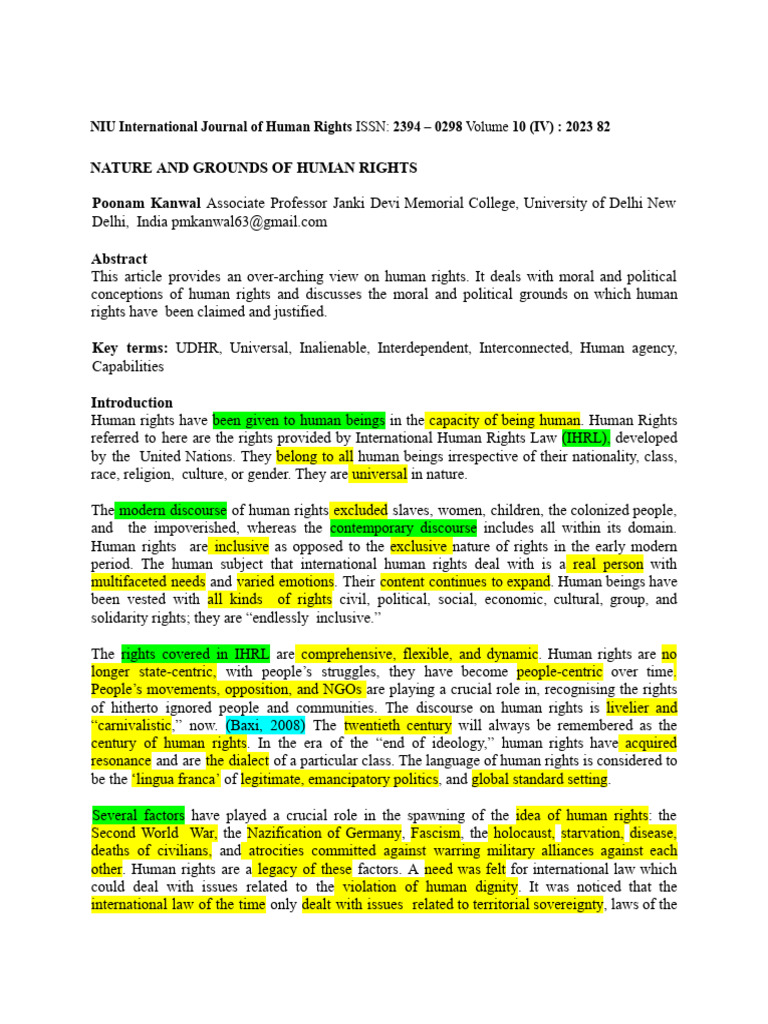 1. Nature and Grounds of Human Rights | PDF | Human Rights | John Rawls