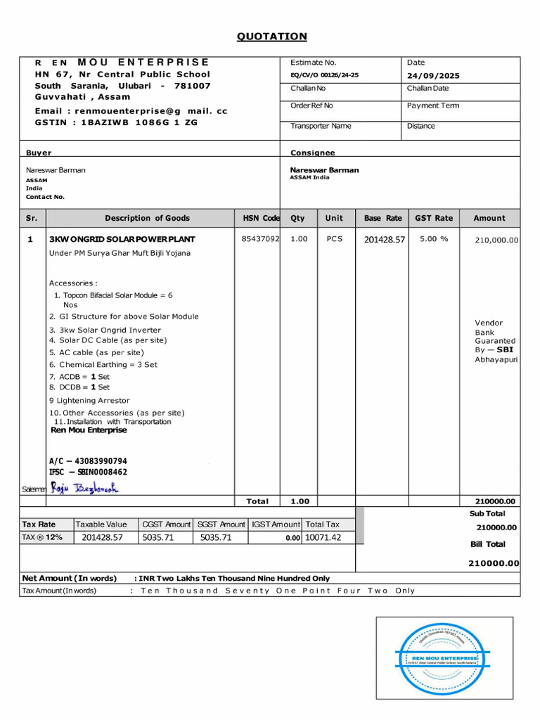 Ghy Address Quotation | PDF