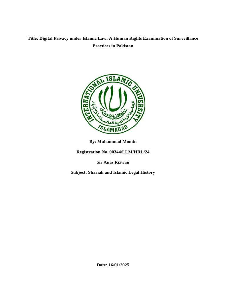 Islamic Law and Digital Privacy in Pakistan | PDF | Privacy | Sharia