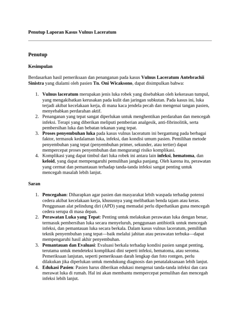 Penanganan Kasus Vulnus Laceratum | PDF