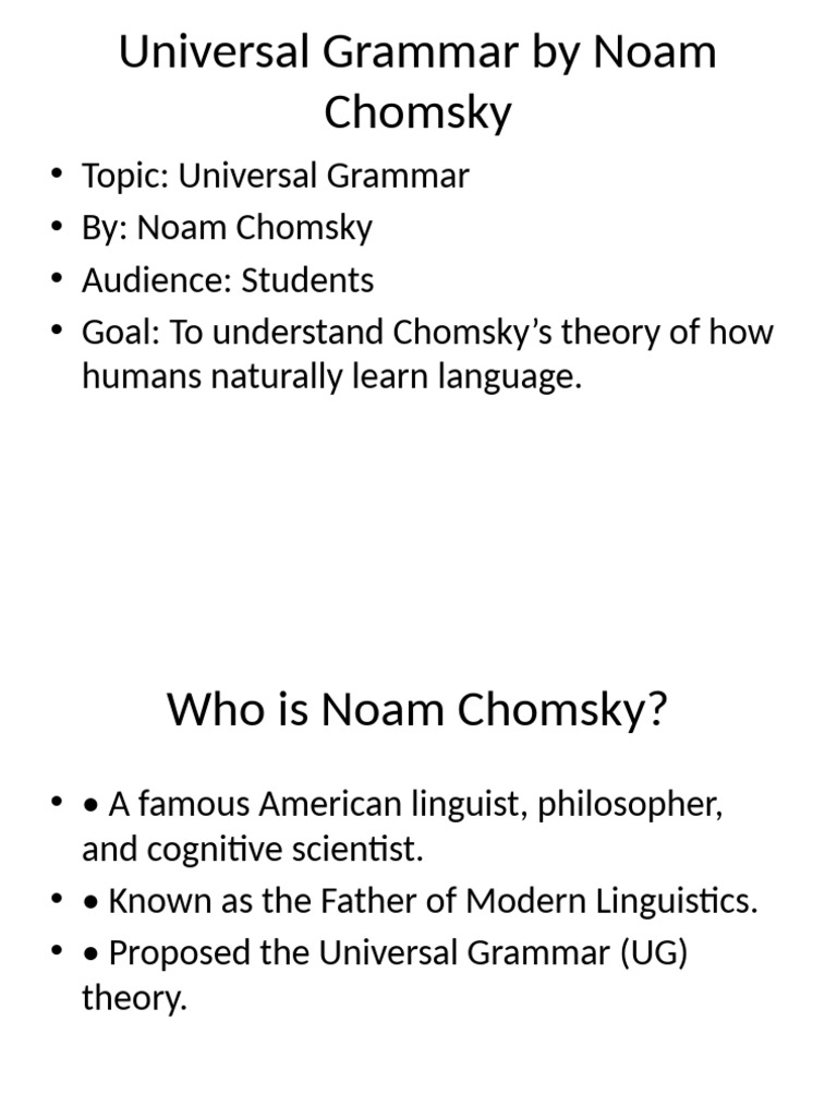 Understanding Chomsky's Universal Grammar | PDF