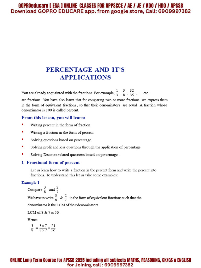 Understanding Percentages and Their Applications | PDF | Percentage ...