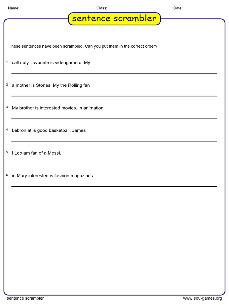 Sentence Scrambler | PDF